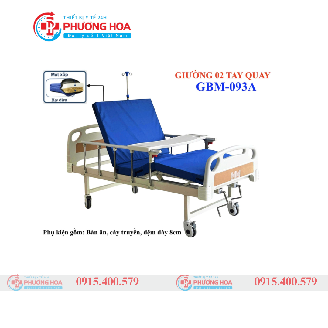 Giường Y Tế 2 Tay Quay GBM-093A
